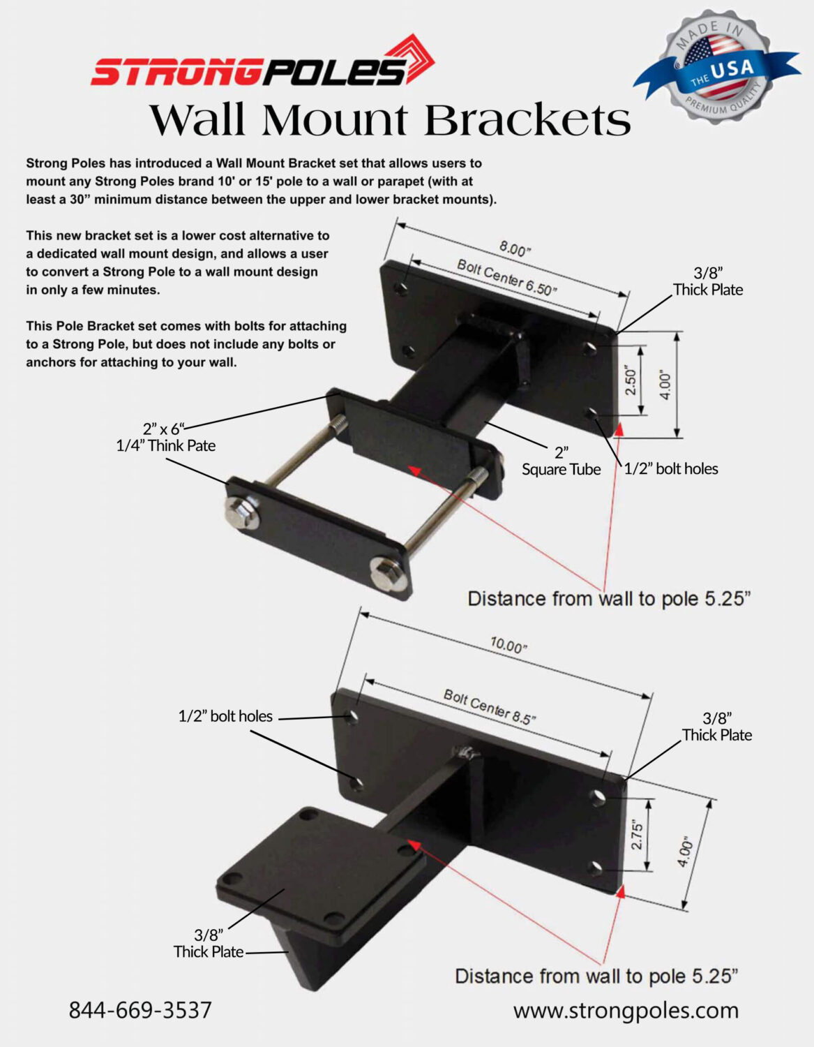 Wall Mount Bracket - Strong Poles