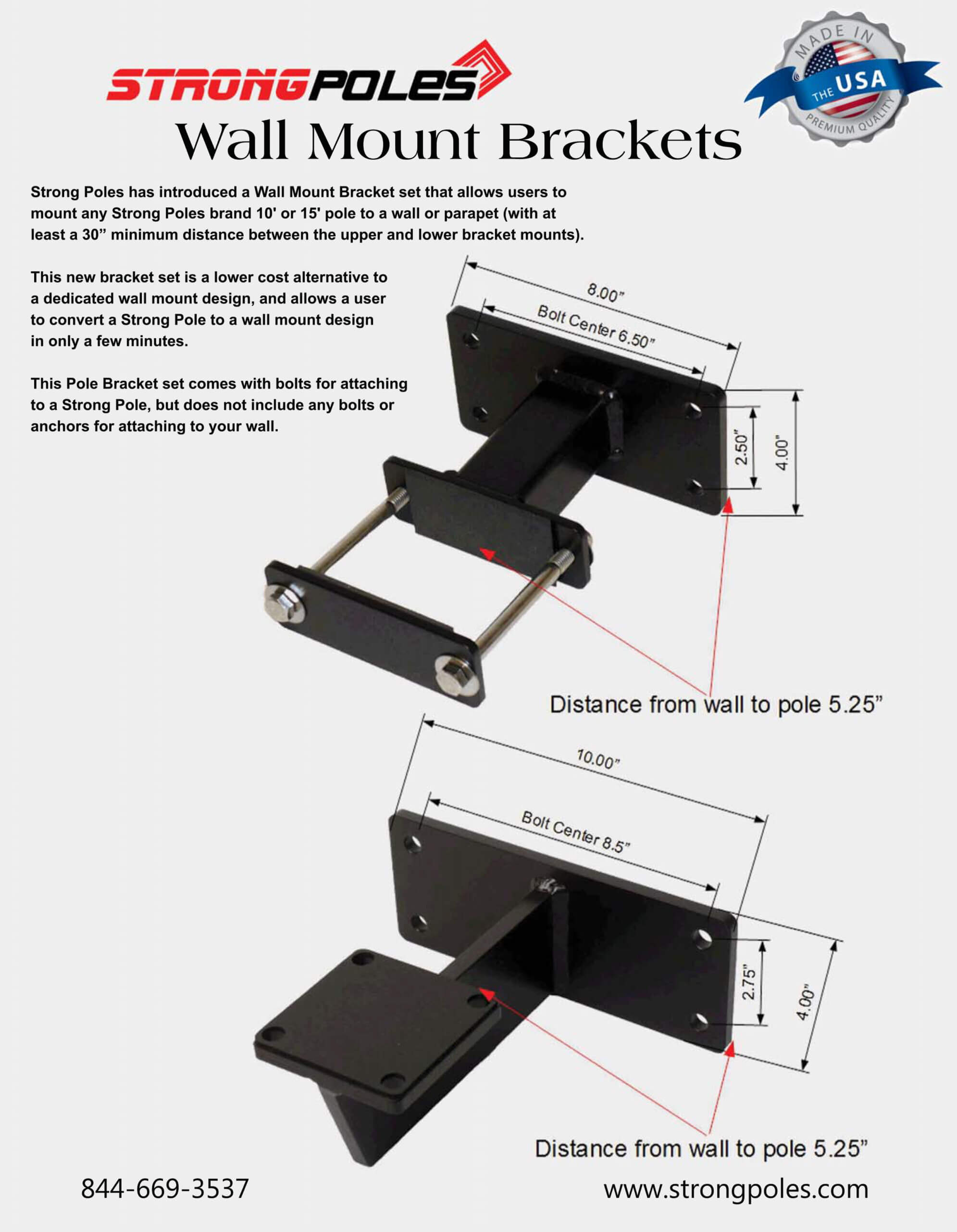 Wall Mount Bracket - Strong Poles