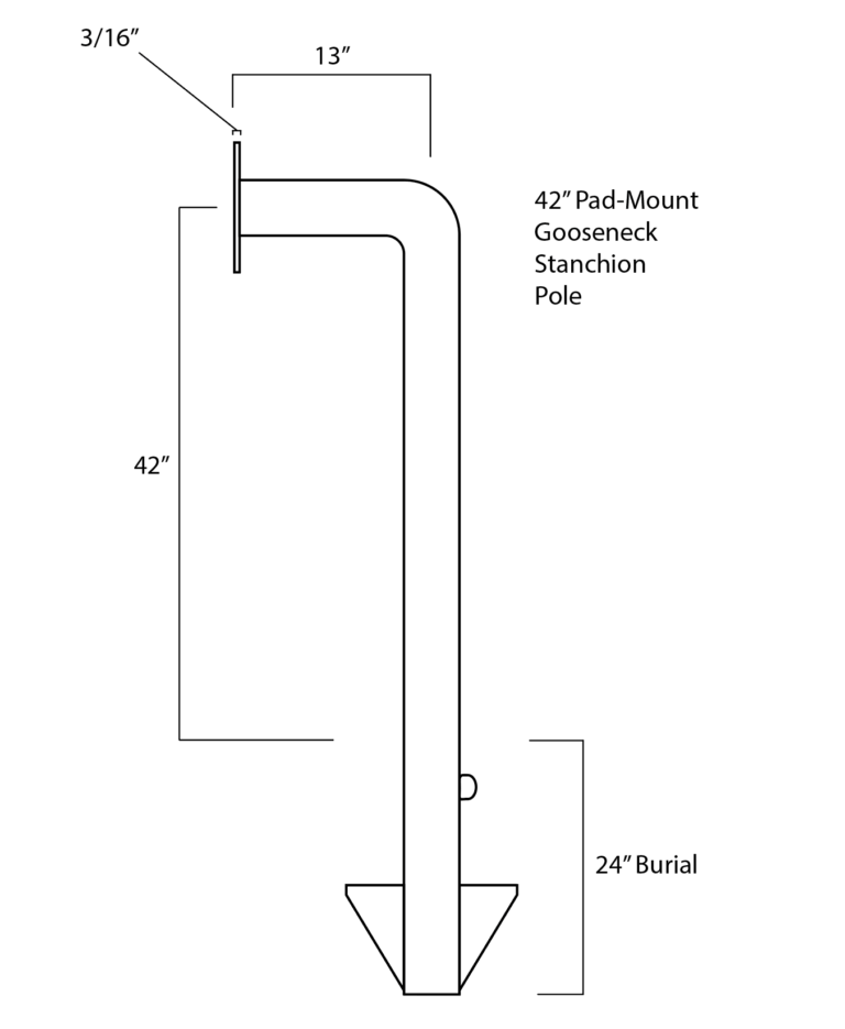 Gooseneck Keypad & Reader Pedestals - Strong Poles