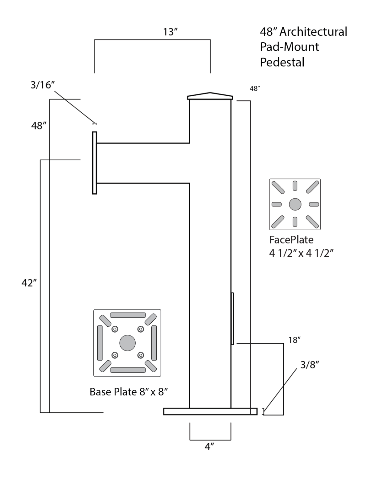 Heavy Duty Architectural Keypad & Reader Pedestal - Strong Poles