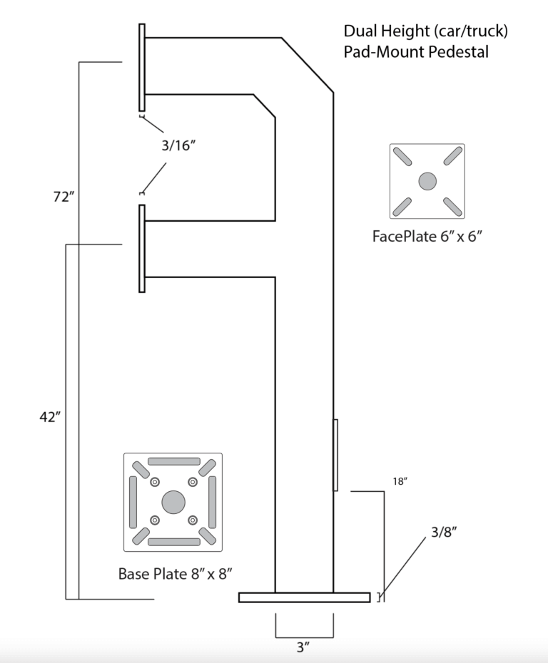 Dual Height Keypad Pedestal - Strong Poles
