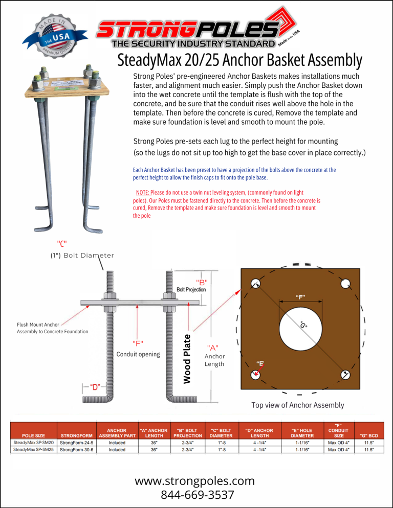 SteadyMax Anchor Basket for 20'-25' Poles - Strong Poles